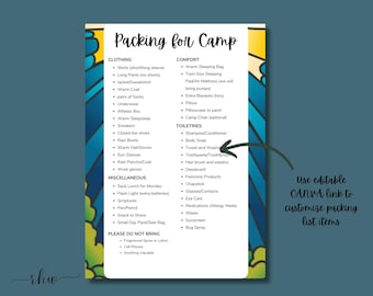 Girls Camp Packing List - Etsy