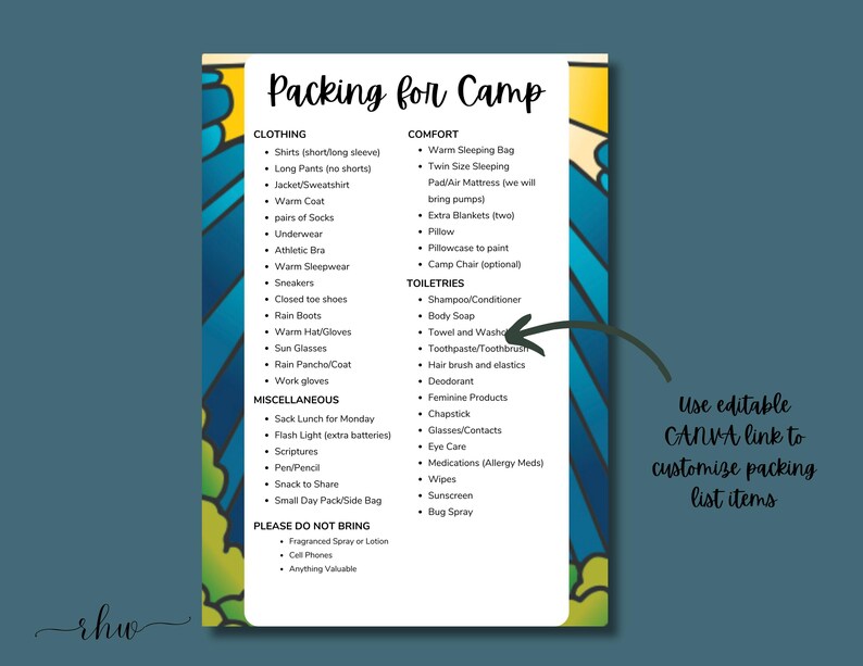 Girls Camp Packing List 2025 - Etsy