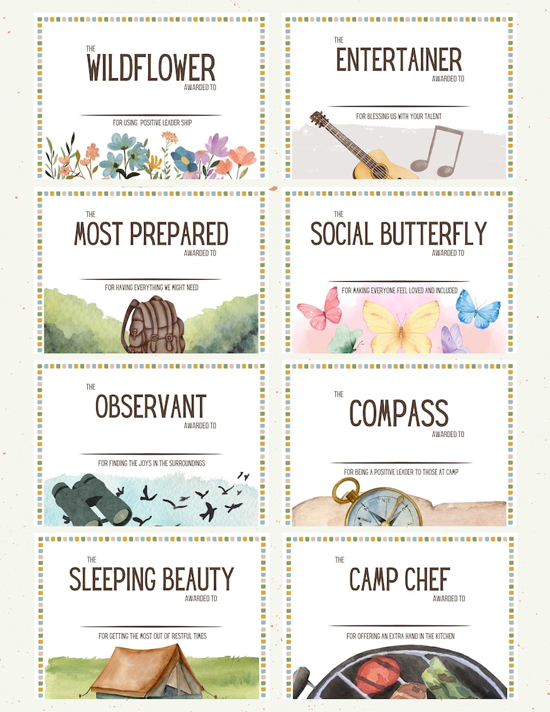 Camp Awards/certificates - Etsy