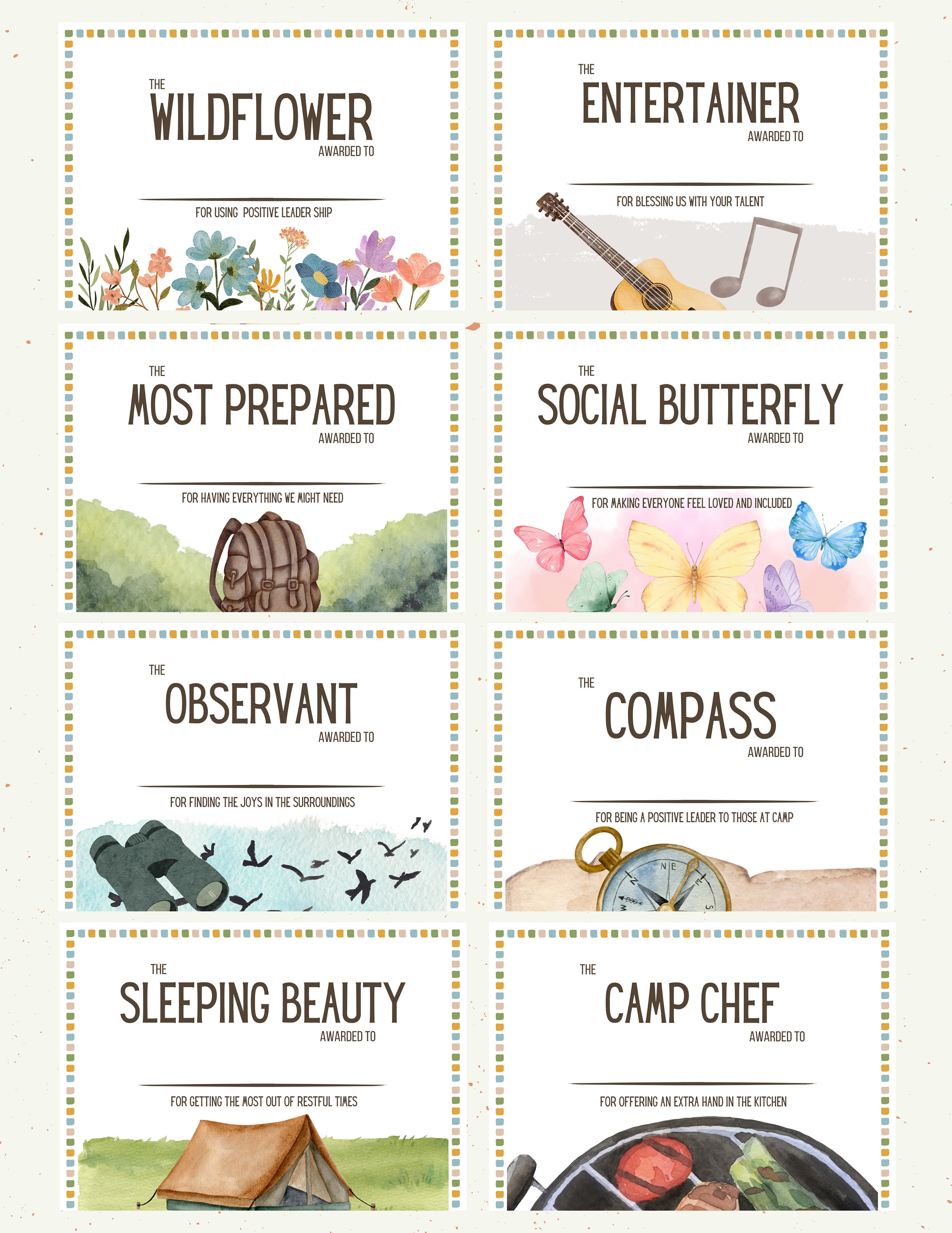 Camp Awards/certificates - Etsy
