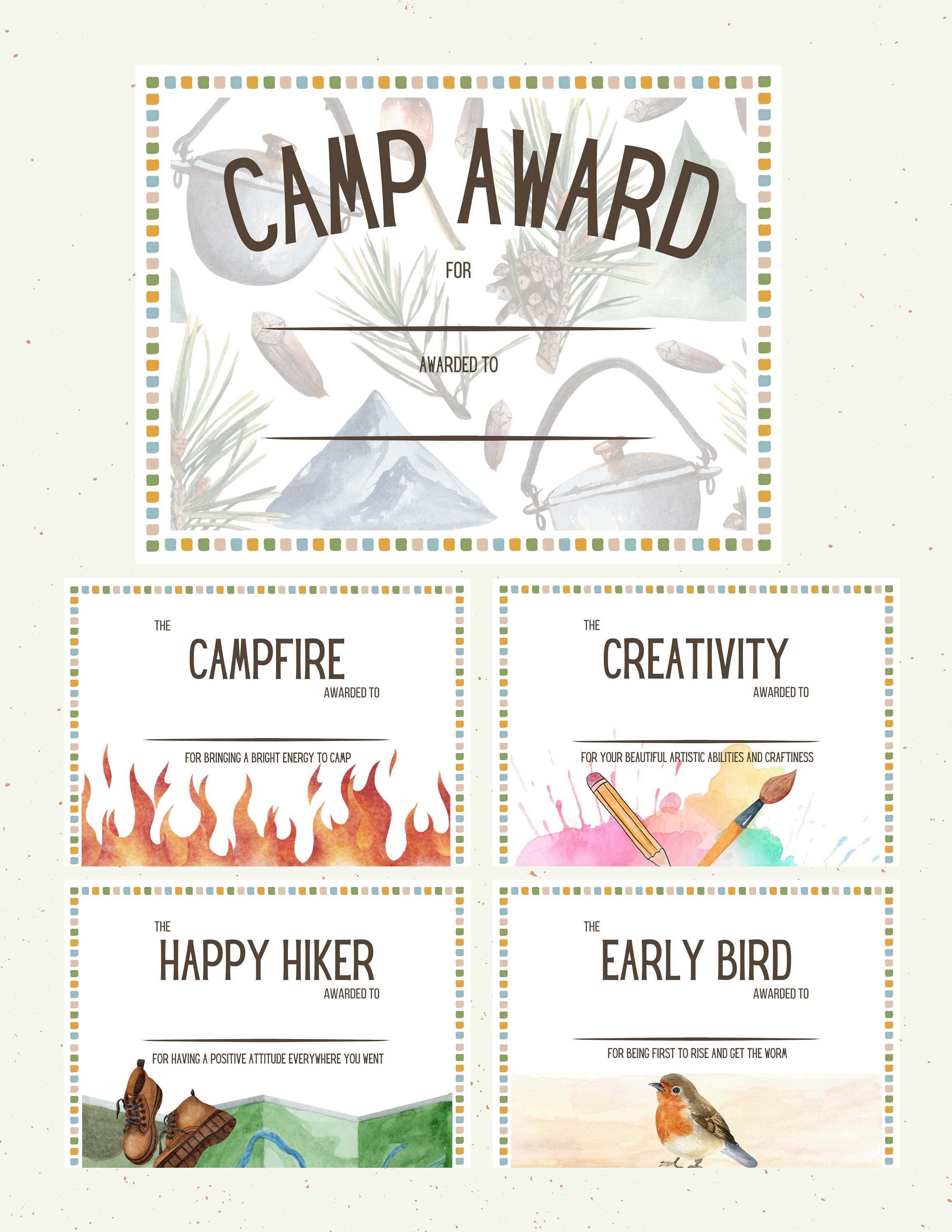 Camp Awards/certificates - Etsy