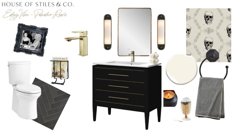 Powder Room Edgy Vibe Design Concept Shopping List - Etsy