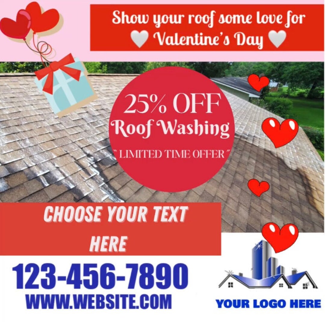 Pressure Washing Roof Washing Valentines Day Social Media Ad - Etsy