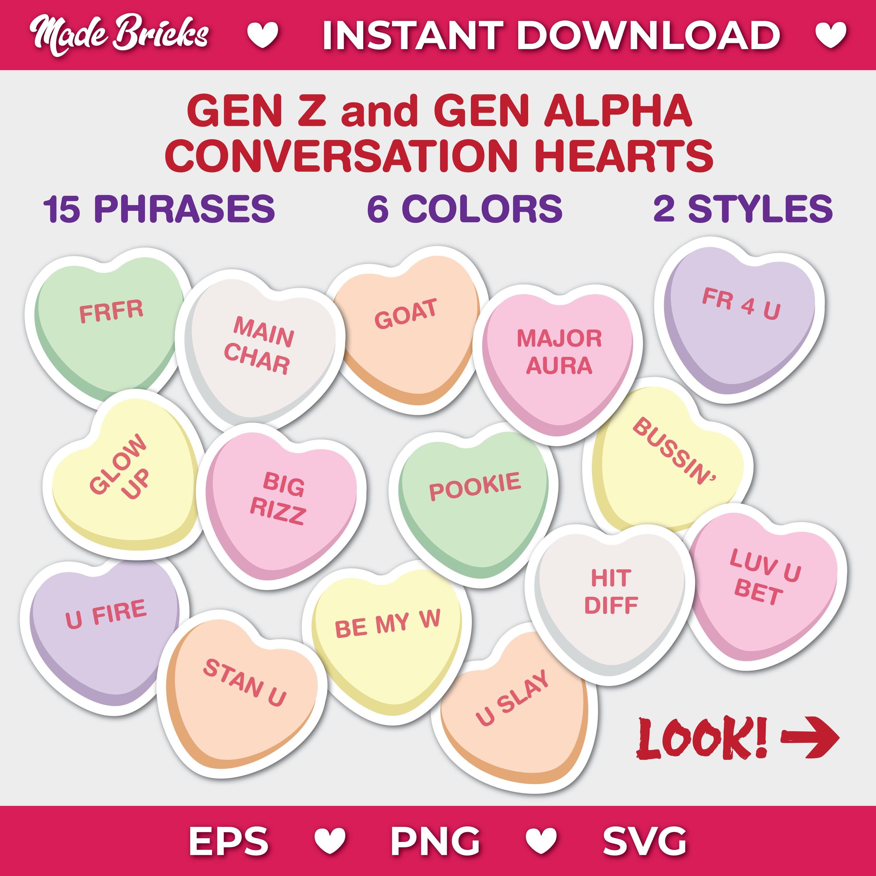 Sarcastic Kids Valentines Gen Z Funny Conversation Hearts Designs Svg ...