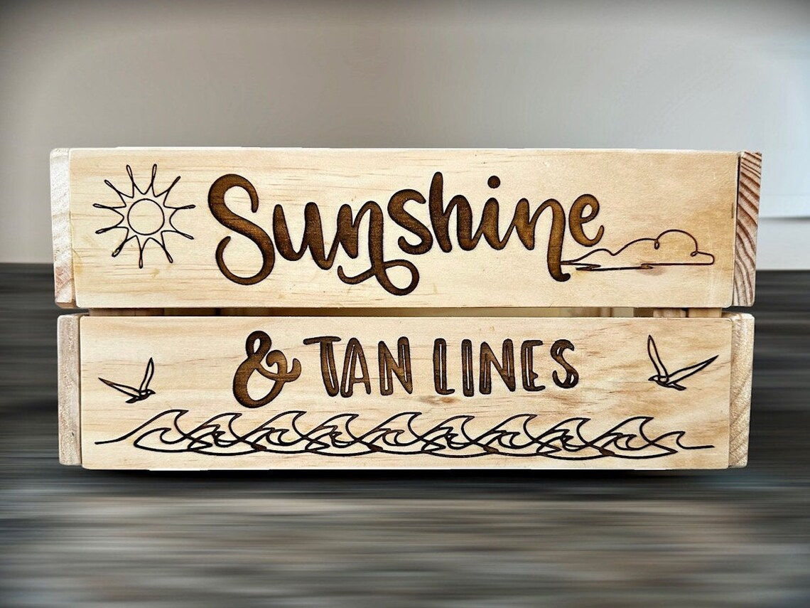 Beach Themed Wooden Crate, Engraved Wood Crate, Starfish Decor, Coastal ...