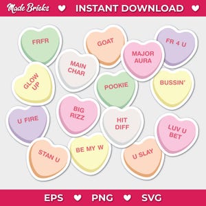 Sarcastic Kids Valentines Gen Z Funny Conversation Hearts Designs Svg ...