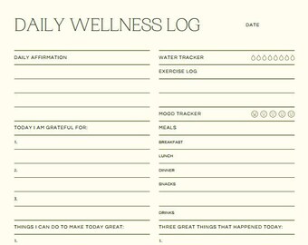 Daily Wellness Log - Etsy