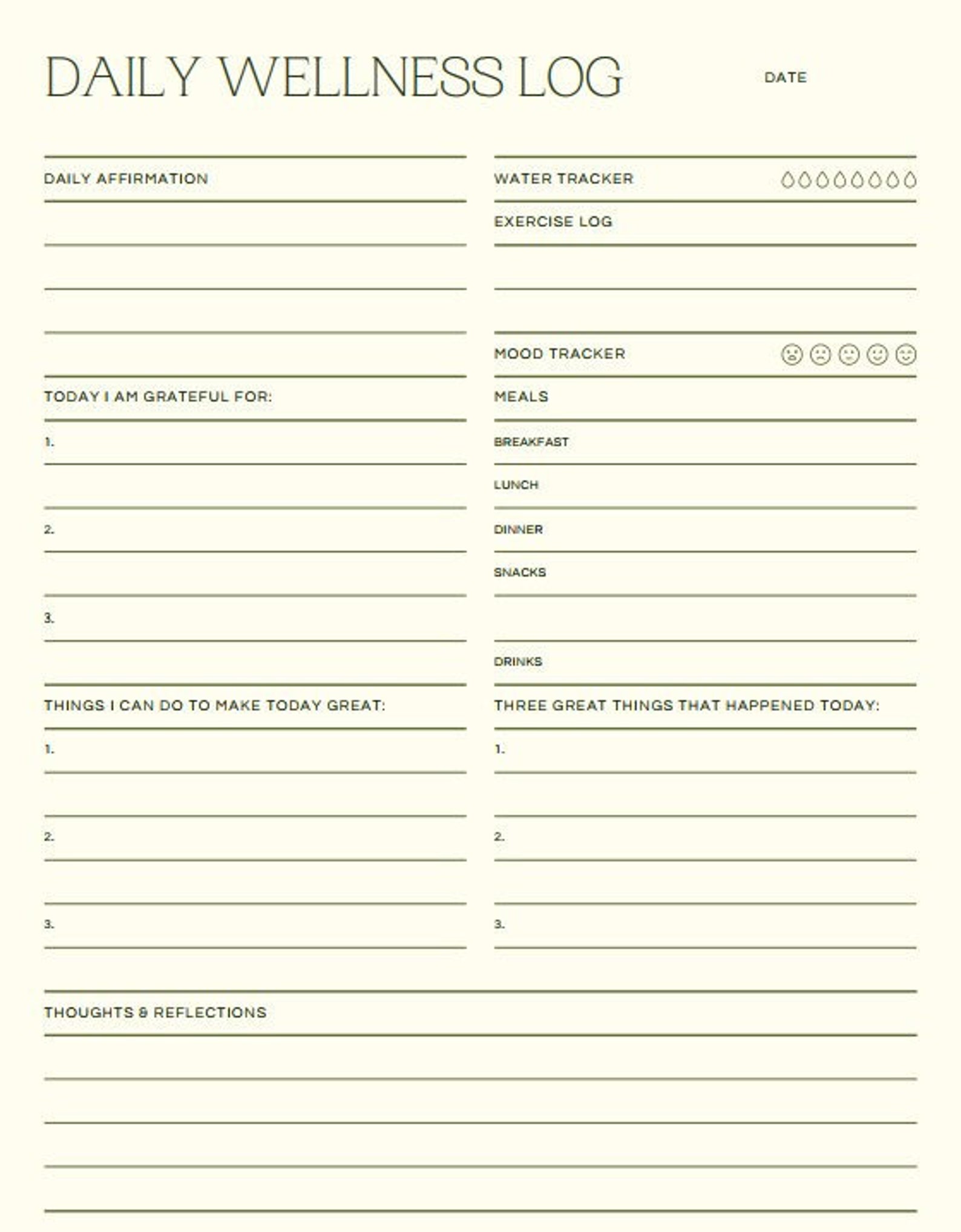 Daily Wellness Log - Etsy