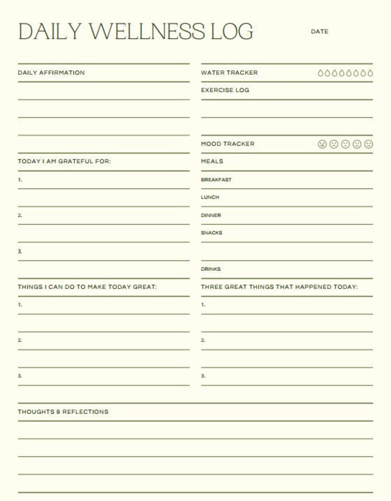 Daily Wellness Log - Etsy