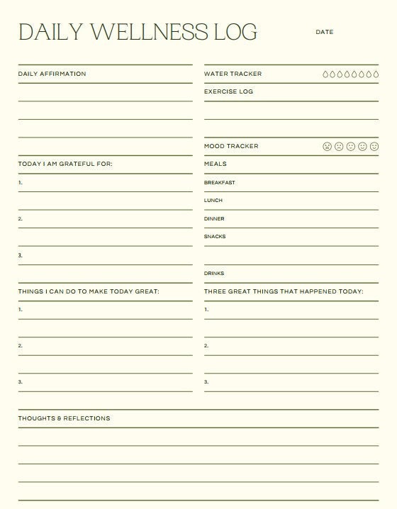 Daily Wellness Log - Etsy