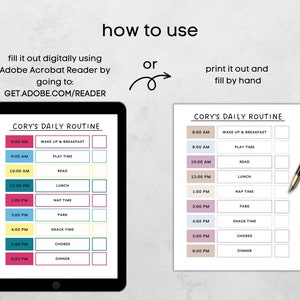 Kid's Daily Routine Schedule Printable PDF, Chore Chart for Kids, Kids ...