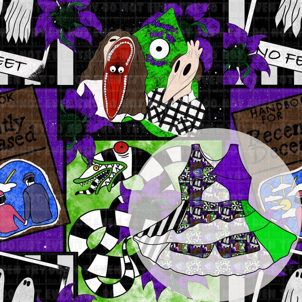 Creepy Nostalgia Horror Movie Book Seamless File Green Squares ...