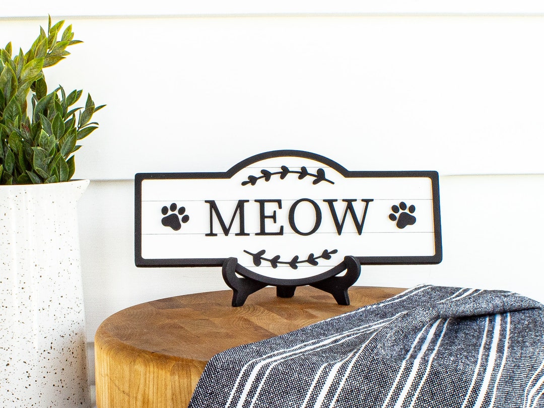 Meow Sign, Gift for Cat Lover, New Kitten Present, Cat Room Decor, Wall ...