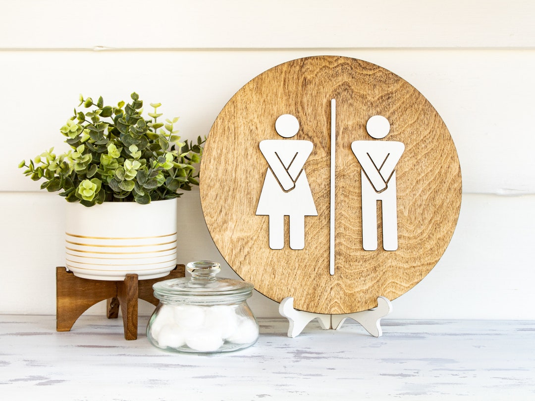 Bathroom Sign, Restroom Sign, Wood Bathroom Sign, Powder Room Decor ...