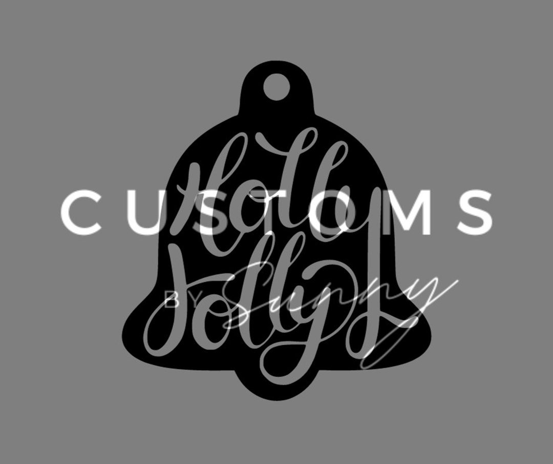Holly Jolly Bell Outline SVG Christmas Holiday Digital Download - Etsy