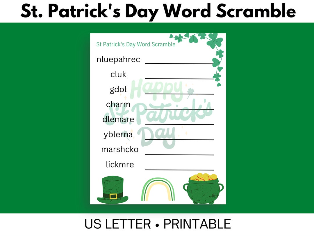 St Patrick's Day Word Scramble - Etsy