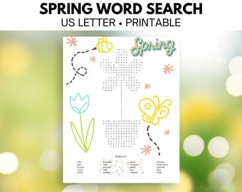 Spring Word Search Puzzle With Answer Sheet Seasonal Games Seasonal ...