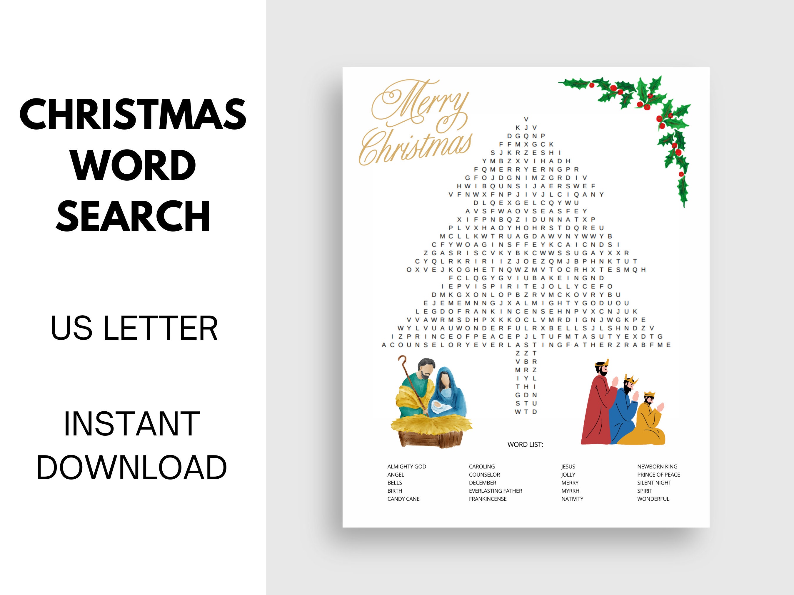 Christmas (religious) Word Search - Etsy