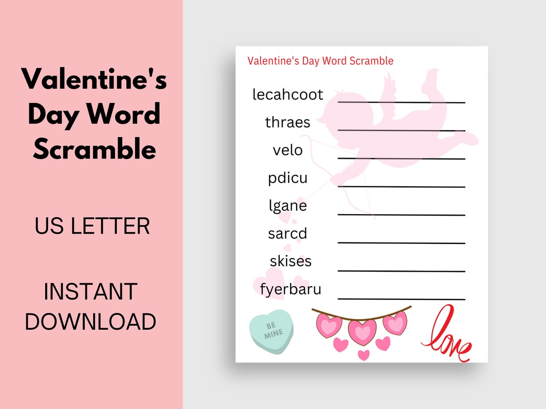 Valentine's Day Word Scramble - Etsy