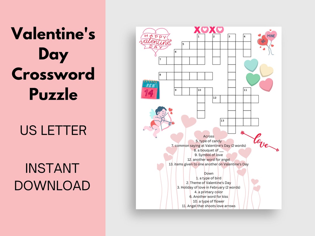 Valentine's Day Crossword Puzzle - Etsy