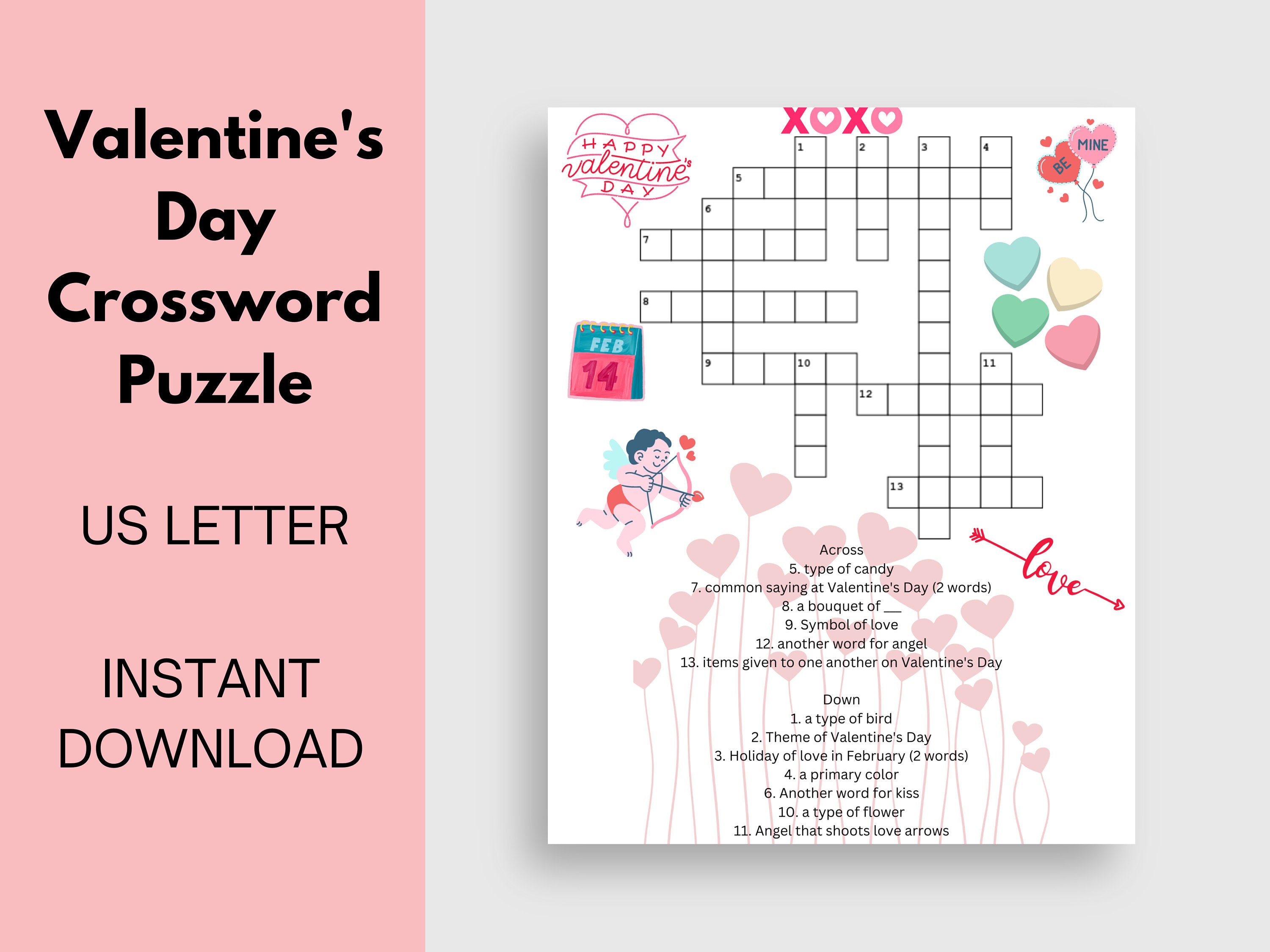 Valentine's Day Crossword Puzzle - Etsy