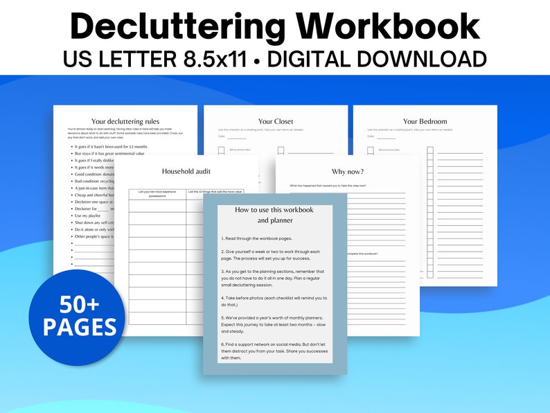 Decluttering Checklist Workbook Journal Tracker Spring Cleaning Yearly ...