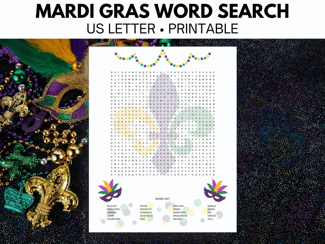 Mardi Gras Word Search - Etsy