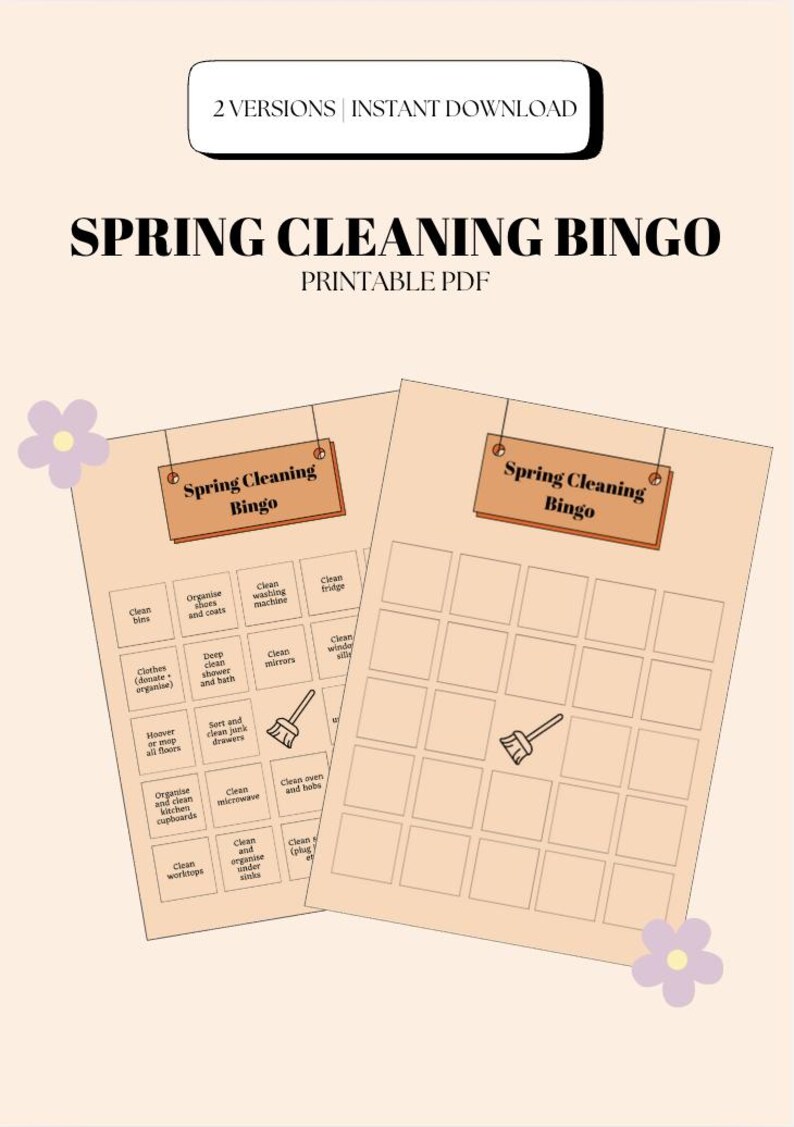 Printable Spring Cleaning Bingo Checklist - Etsy