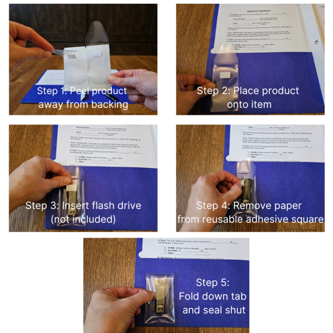 USB Flash Drive Pocket – Self-adhesive - Resealable Flap - Open Short ...
