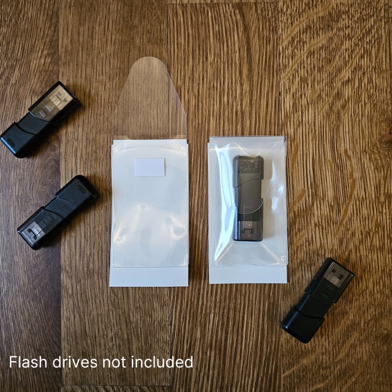 USB Flash Drive Pocket – Self-adhesive - Resealable Flap - Open Short ...
