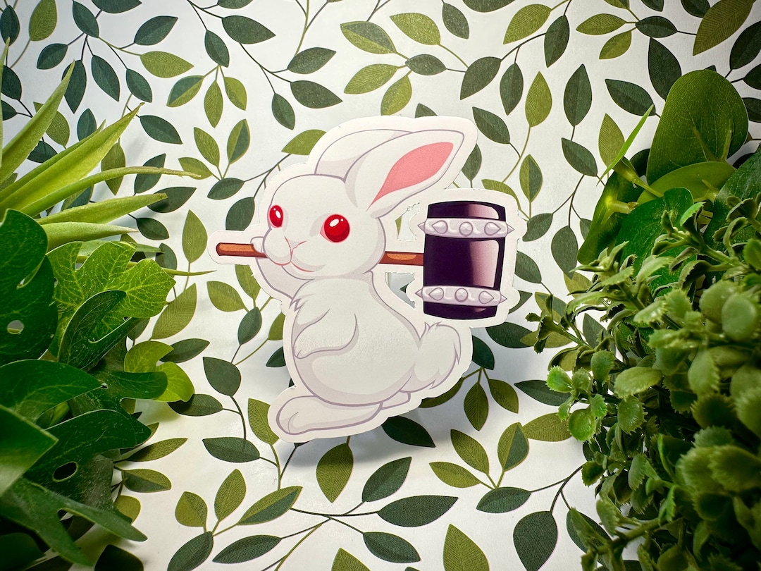 White Rabbit Sticker | Bunny With Hammer | Funny Animal Sticker ...