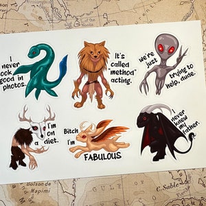 Misunderstood Cryptids VALUE PACK 2 / Funny Cryptid Stickers / Mini ...