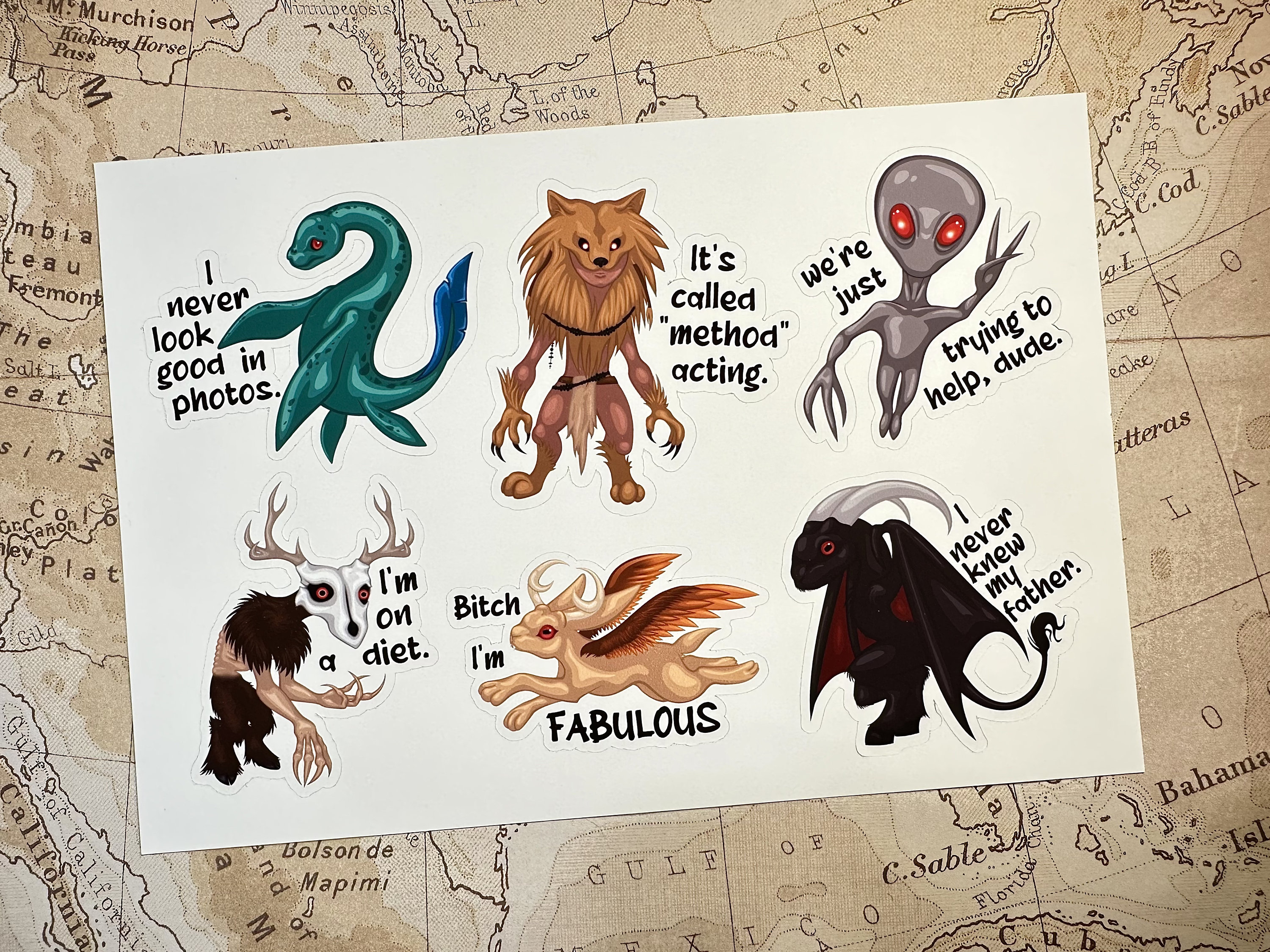 Misunderstood Cryptids VALUE PACK 2 / Funny Cryptid Stickers / - Etsy