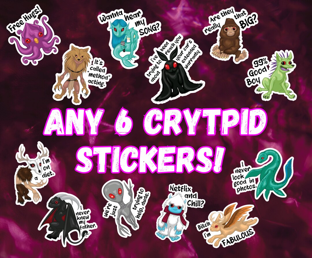 Misunderstood Cryptid Sticker Bundle Pack, Funny Creepy Goth Stickers ...