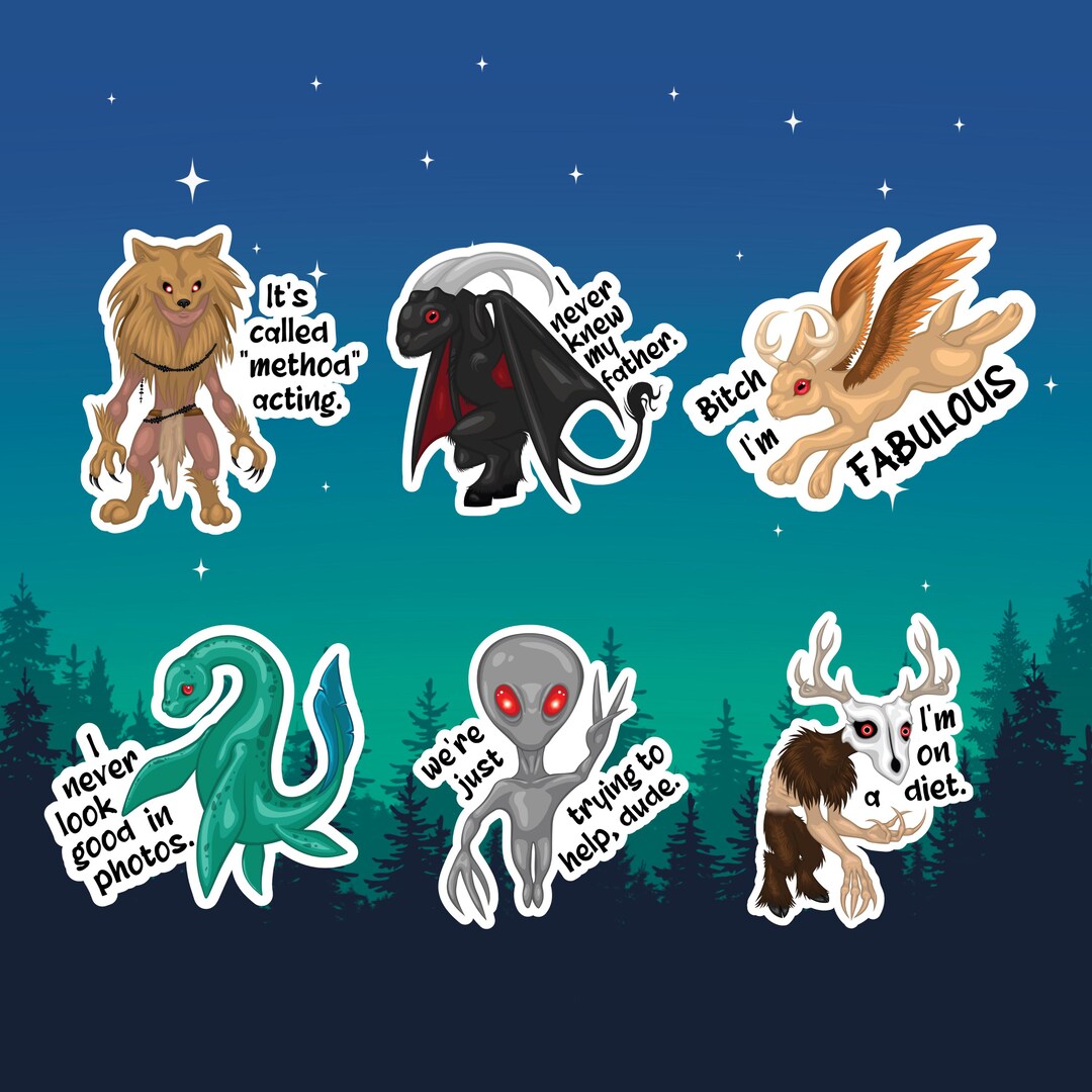Misunderstood Cryptids VALUE PACK 2 / Funny Cryptid Stickers / Mini ...