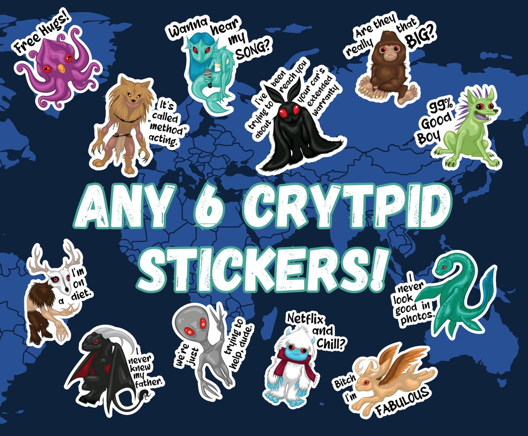 Misunderstood Cryptid Sticker Bundle Pack, Funny Creepy Goth Stickers ...