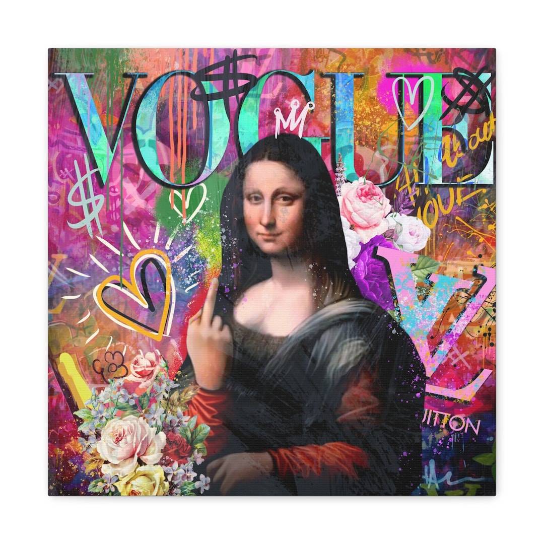 Mona Lisa Pop Art Canvas Prints, Adult Humor Modern Mona Lisa Middle ...