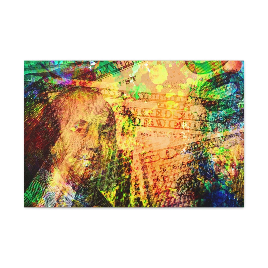 Benjamin Dollar Bill Print Wall Art Canvas, Money Digital Wall Art ...