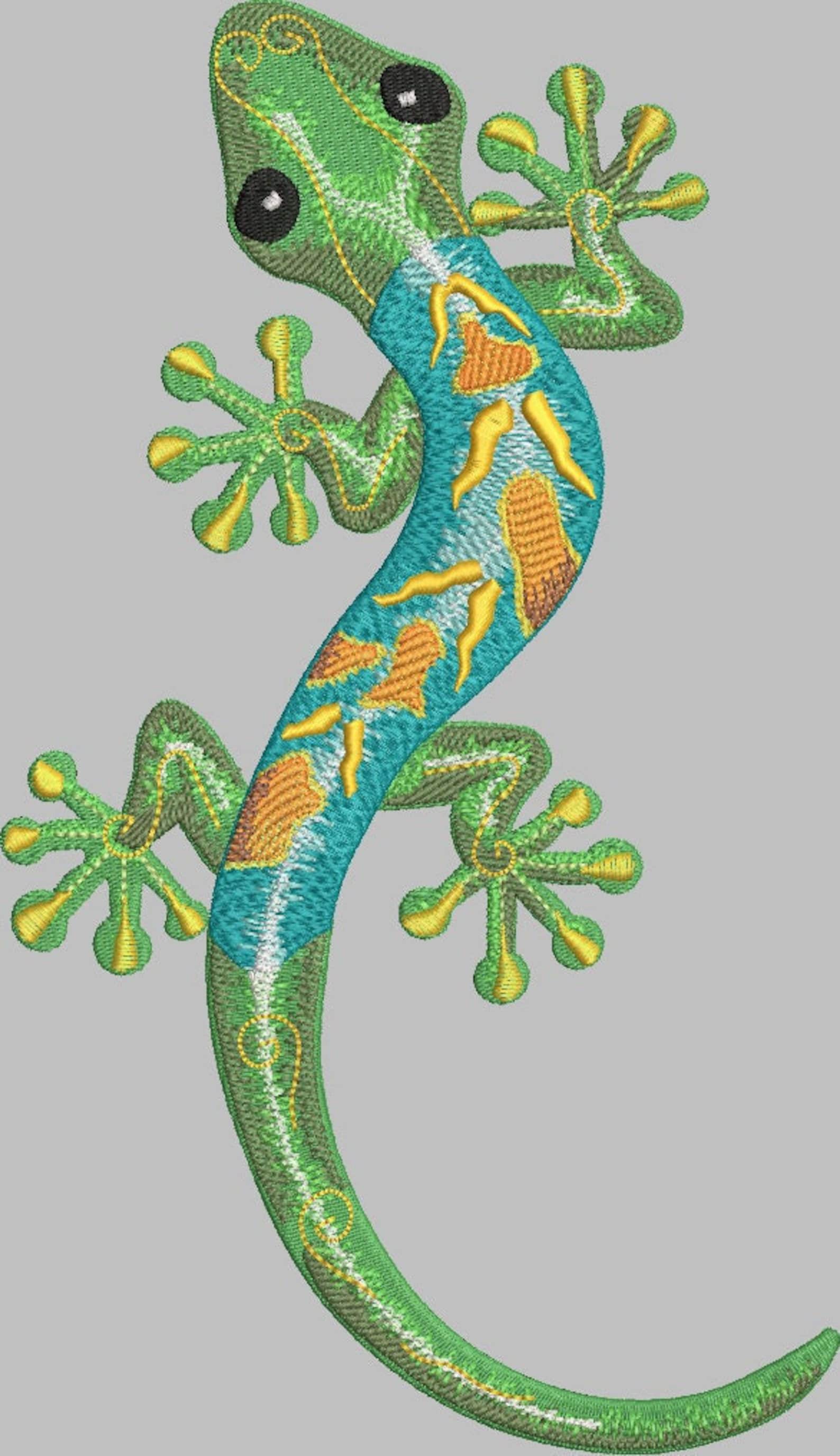 Gecko Lizard Machine Embroidery Design 3 Sizes - Etsy