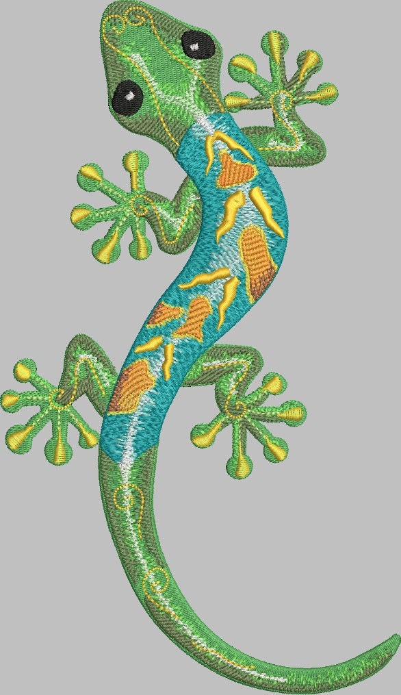 Gecko Lizard Machine Embroidery Design 3 Sizes - Etsy
