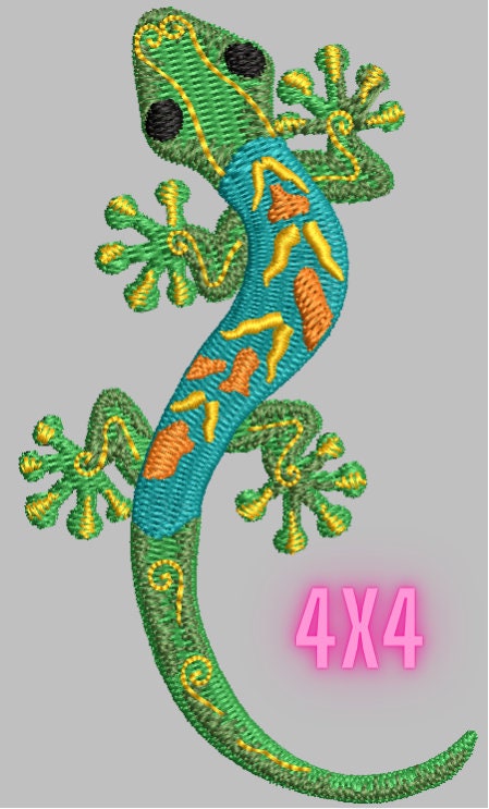 Gecko Lizard Machine Embroidery Design 3 Sizes - Etsy