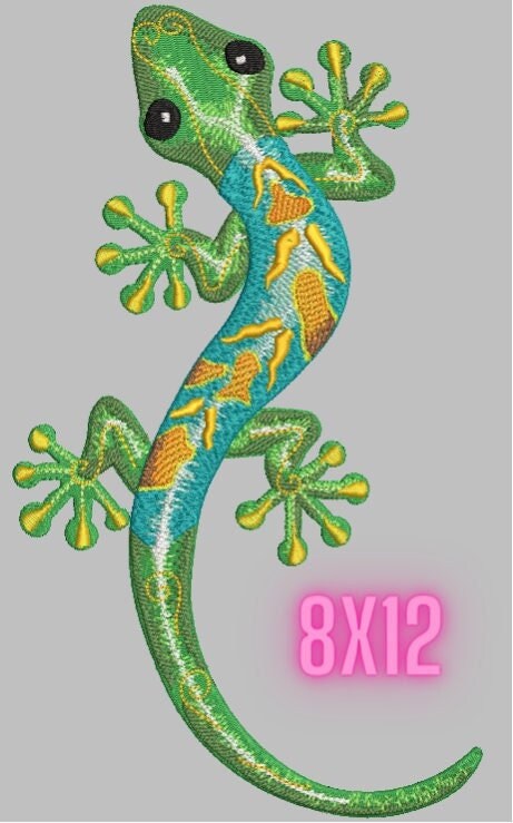 Gecko Lizard Machine Embroidery Design 3 Sizes - Etsy