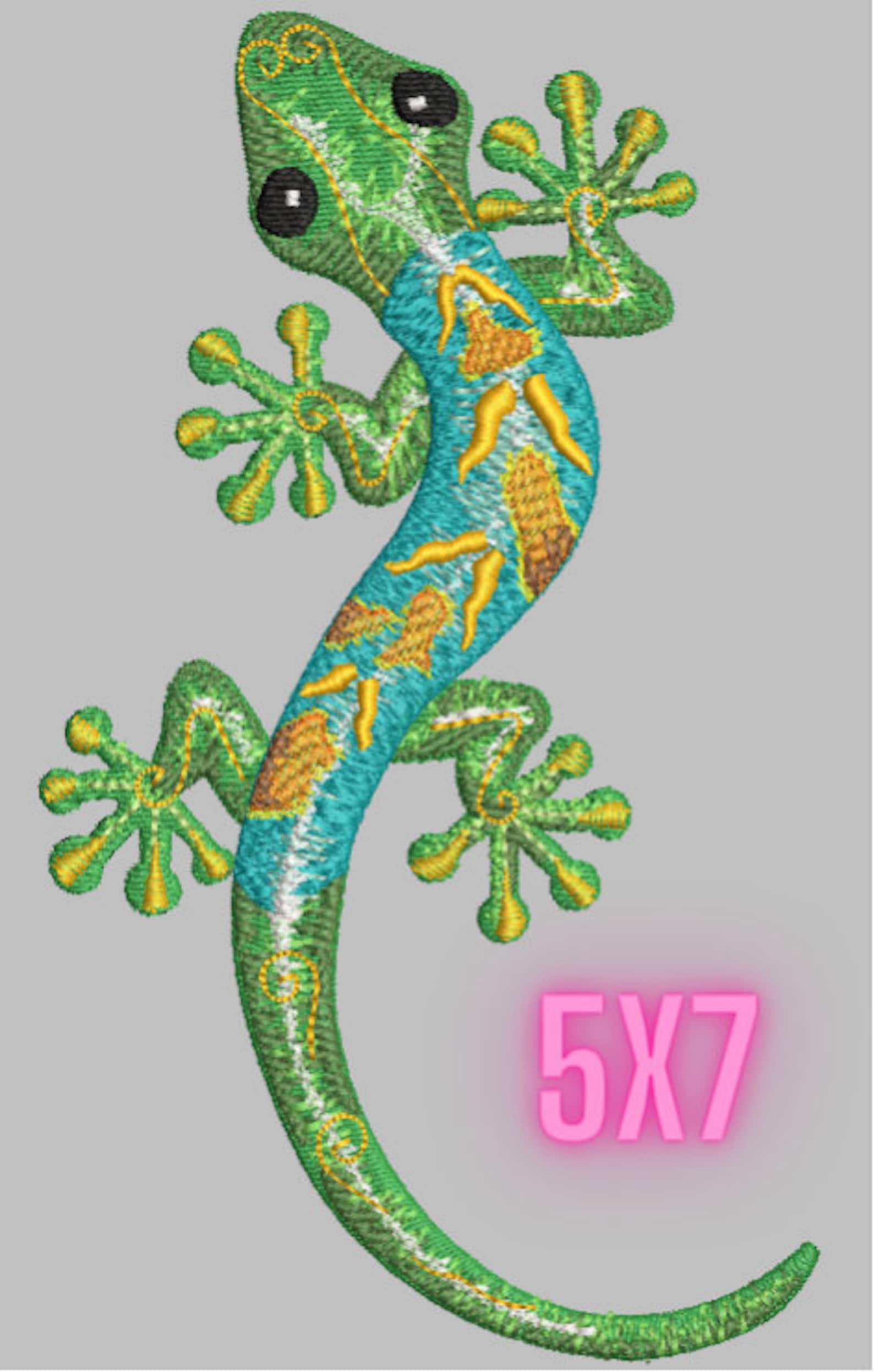 Gecko Lizard Machine Embroidery Design 3 Sizes - Etsy