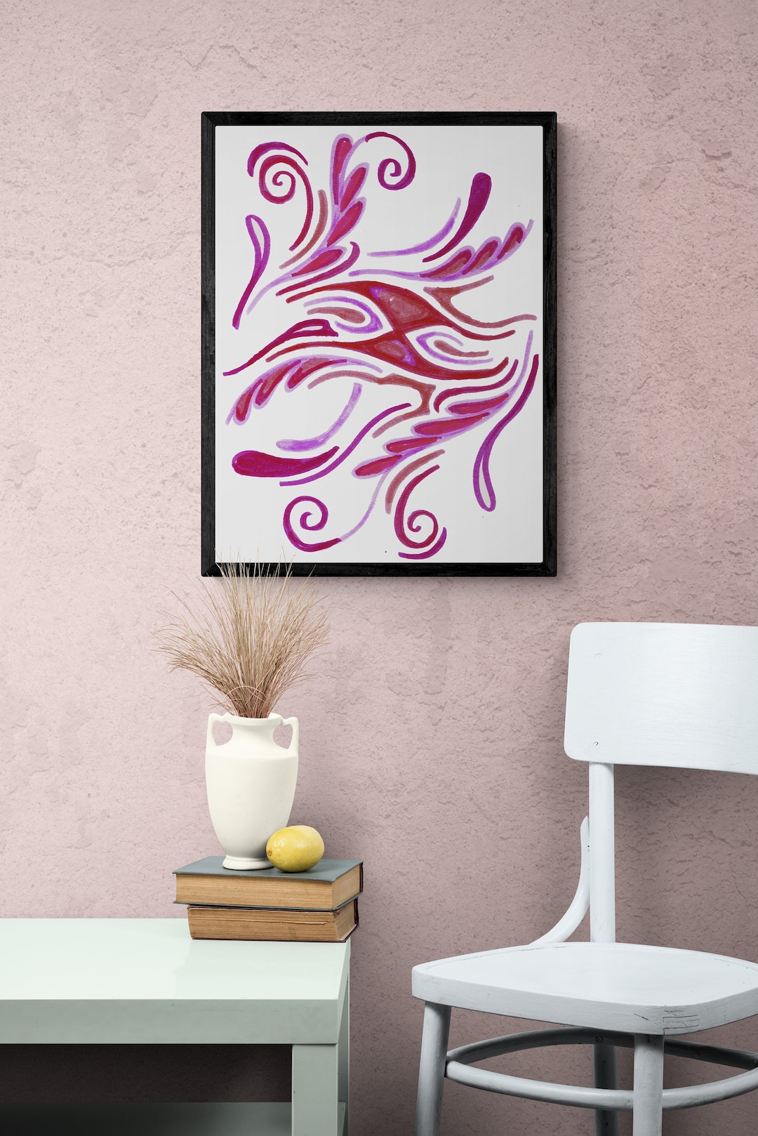 Cute Pink Printable Poster Whimsical Abstract Wall Art Quirky ...