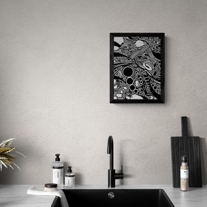 Wacky Printable Poster Quirky Monochrome Ink Drawing Print Hand Drawn ...