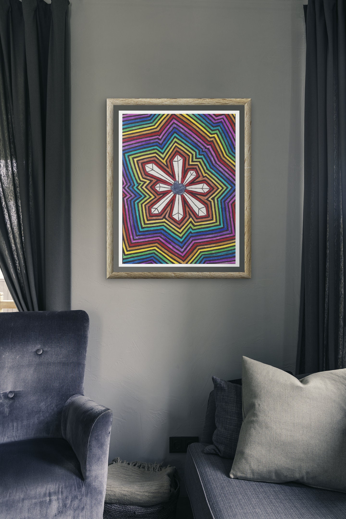 Trippy Rainbow Crystals Digital Print, Printable Crystals Poster ...