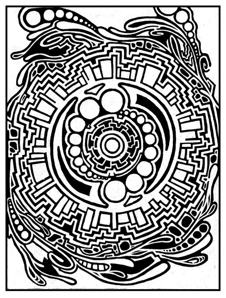 50 Hand Drawn Wacky Abstract Adult Coloring Pages Digital Download ...