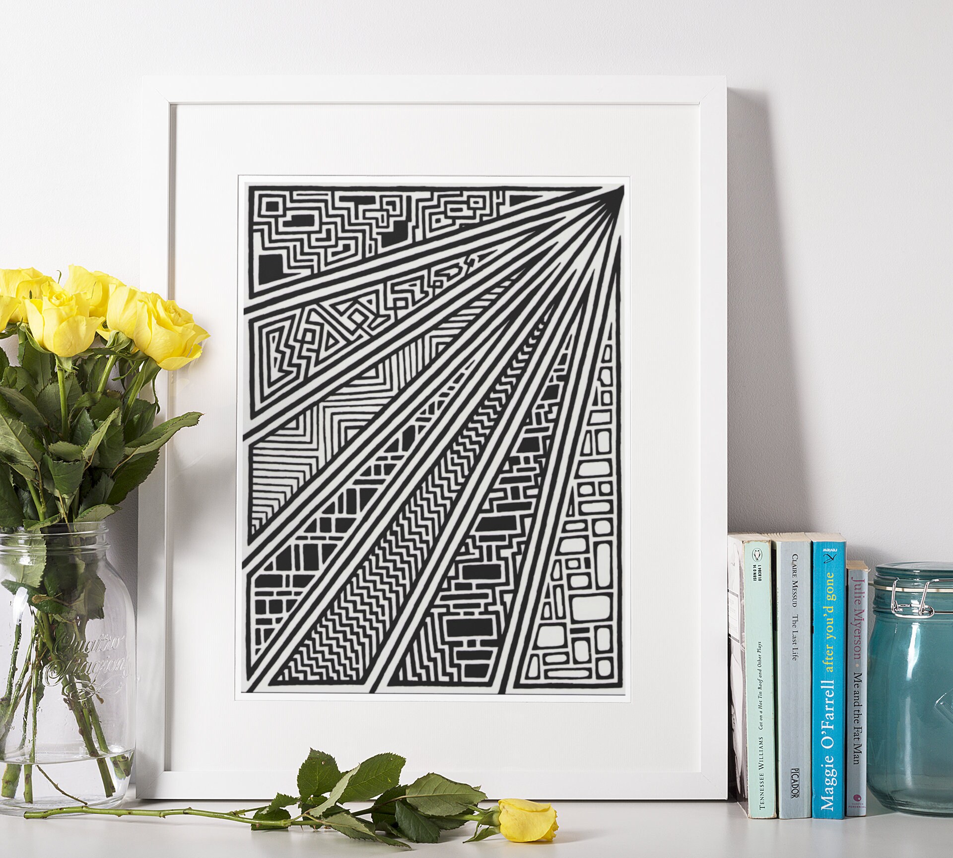 Geometric Ink Drawing Print, Digital Download Wall Art, Printable ...