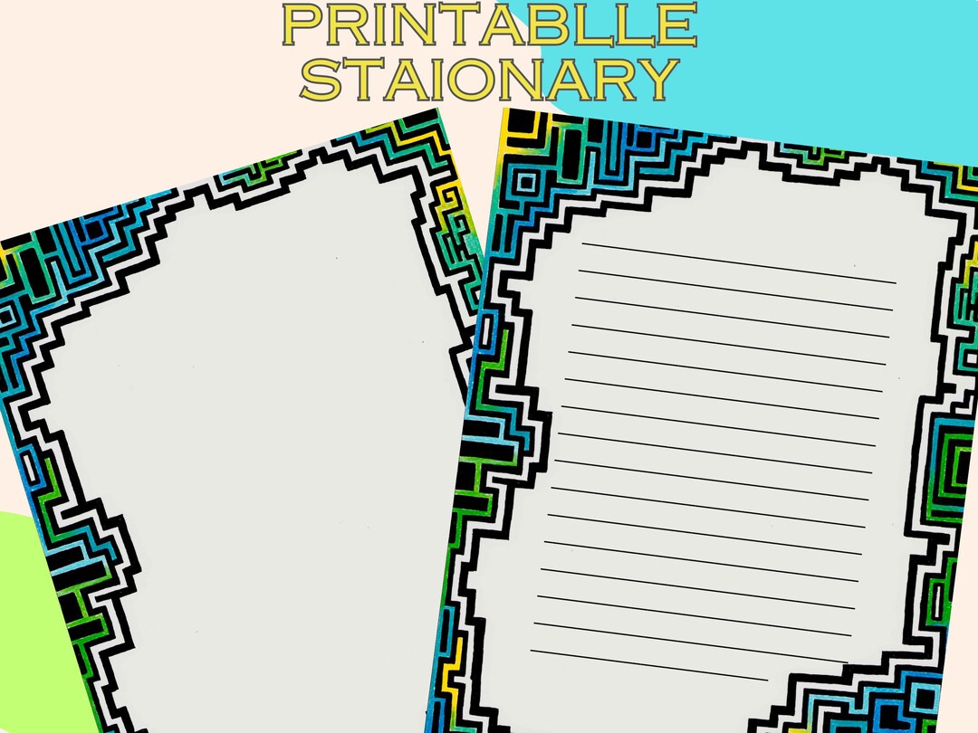 Geometric Printable Lined Stationary, Digital Download Journal Page ...