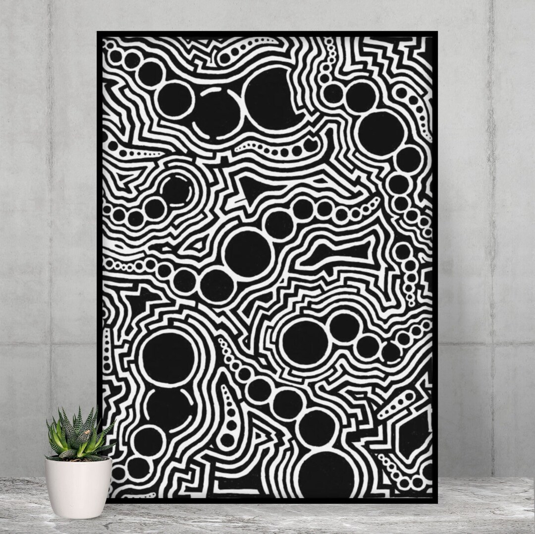 Wacky Dots Black and White Ink Drawing Digital Print Trippy Printable ...
